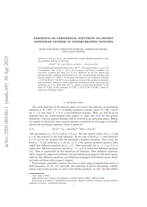 Pdf Existence Of Variational Solutions To Doubly Nonlinear Systems In Nondecreasing Domains