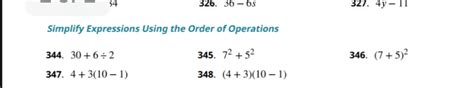 solved simplify expressions using the order of