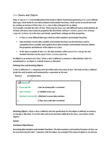 C Classes And Objects Pdf Class Computer Programming C