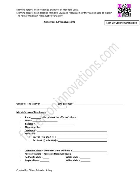 Coach Science Genotypes And Phenotypes Video Notes With
