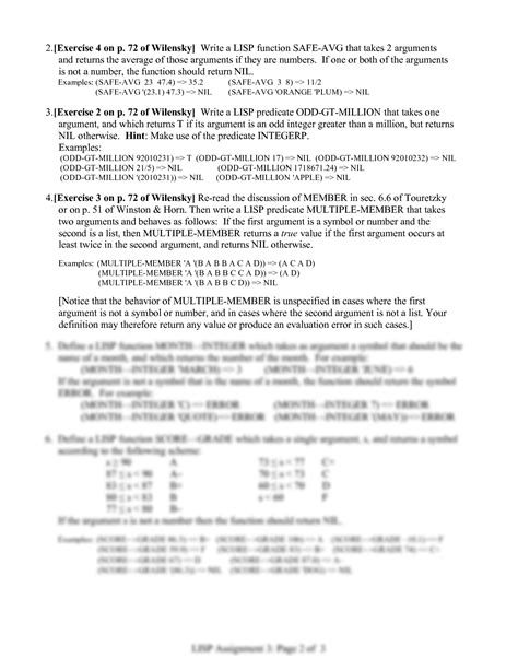 SOLUTION Lisp Assignment 3 Studypool