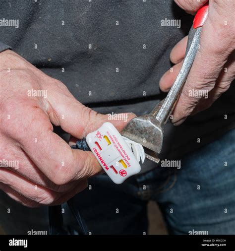 A Security Tag On Clothing Being Removed After Shop Forgot To Remove It In The UK Stock Photo