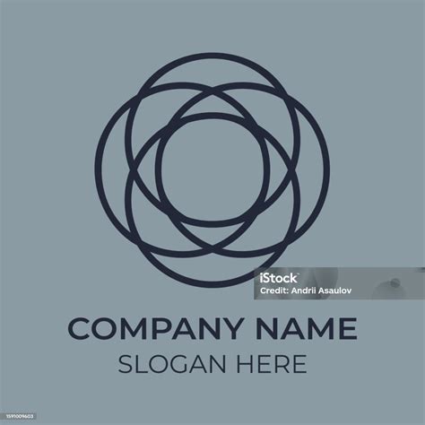 Logo Perusahaan Monokrom Simbol Elemen Dengan Berbagai Lingkaran Geometris Pada Latar Belakang