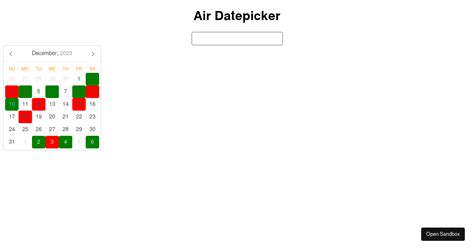 air datepicker examples codesandbox