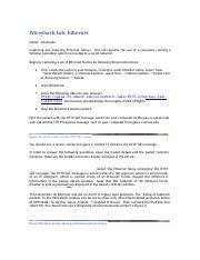 Wireshark Lab Ethernet Docx Wireshark Lab Ethernet Name Adama Ba Capturing And Analyzing