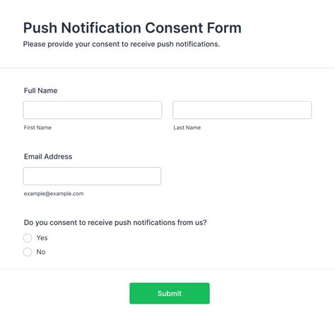 Push Notification Consent Form Template Jotform