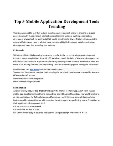 Top 5 Mobile Application Development Tools Trending Docx