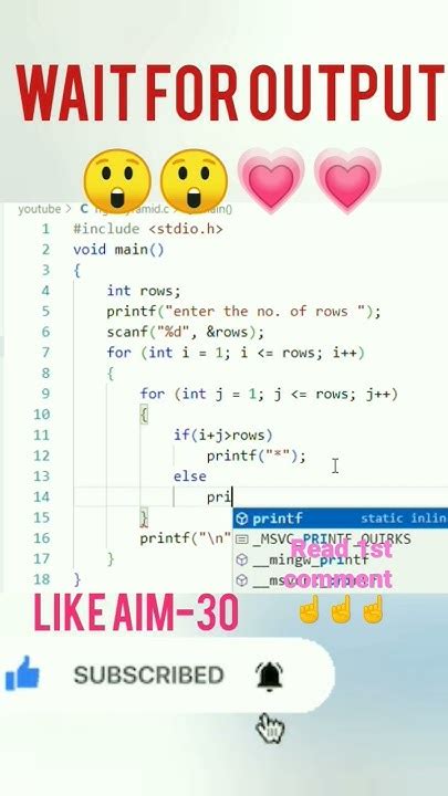 right triangle pattern in c language shorts programming shortsindia