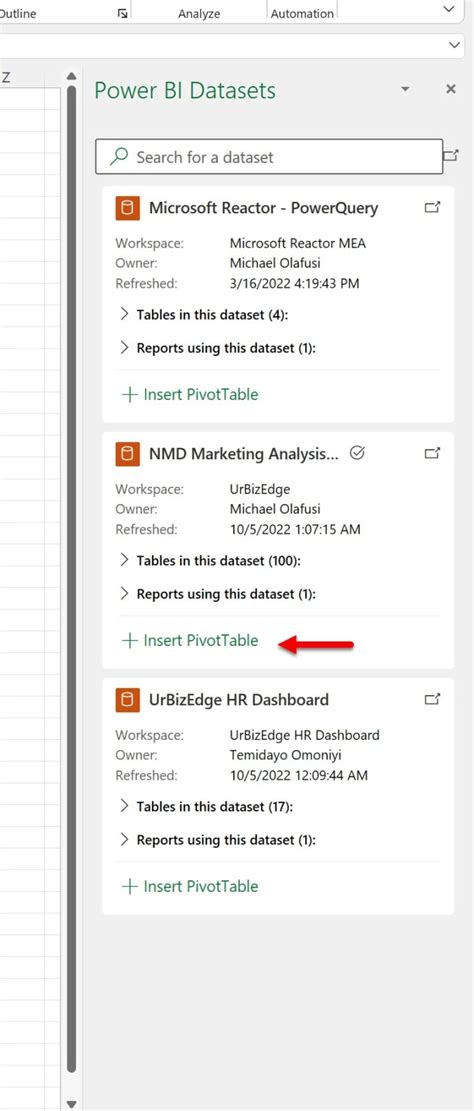 how to display more than 1000 rows in excel for power bi datasets pivot