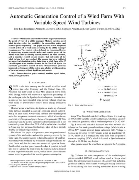 Pdf Automatic Generation Control Of A Wind Farm With Variable Speed Wind Turbines