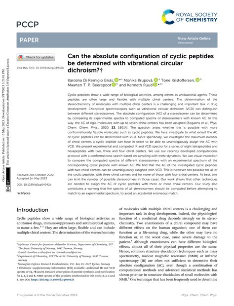 Pdf Can The Absolute Configuration Of Cyclic Peptides Be Determined With Vibrational Circular