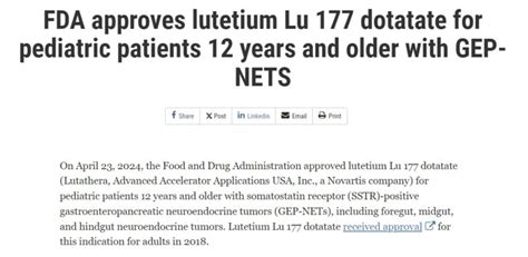 Fda Approves Lutetium Lu 177 Dotatate For Pediatric Patients