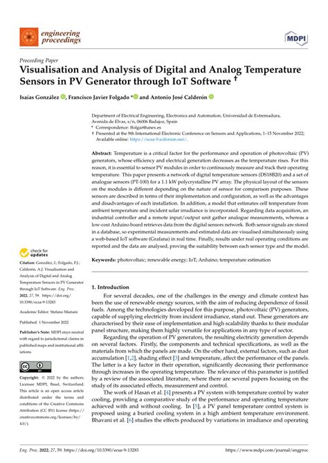 PDF Visualisation And Analysis Of Digital And Analog Temperature Sensors In PV Generator