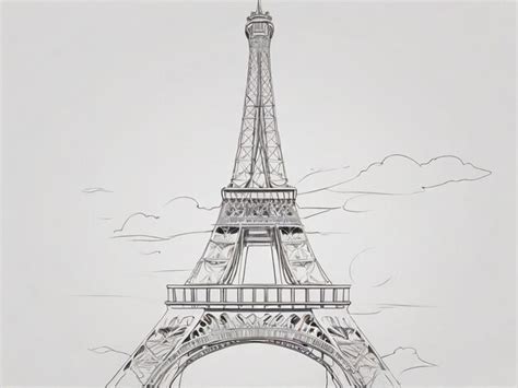 Continuous Line Drawing Eiffel Tower Line Premium AI Generated Image