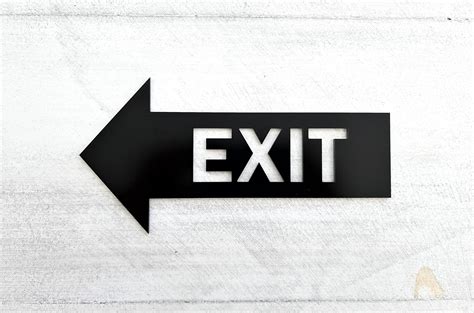 Directional Exit Sign Exit Sign With Arrow Arrow Signs Business Safety Signs Wayfinding Sign