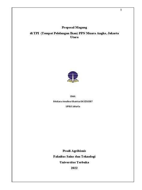 Draft 1 Proposal Magang Ppn Muara Angke Pdf