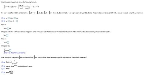 Solved Use Integration By Parts To Derive The Following Chegg