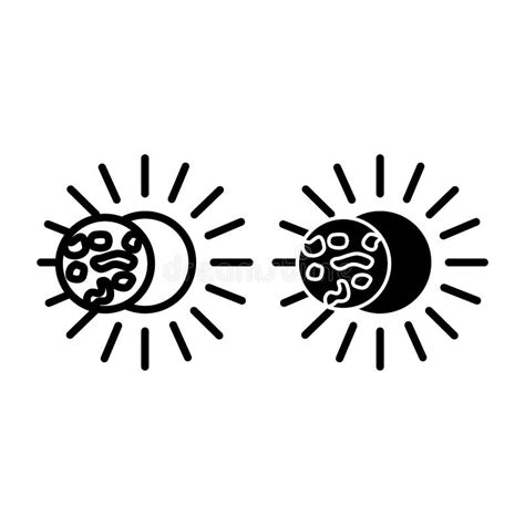 Solar Eclipse Line And Glyph Icon Total Eclipse Vector Illustration Isolated On White Stock