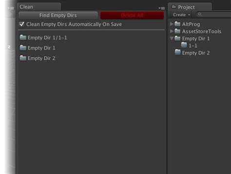 Clean Empty Directories 유틸리티 도구 Unity Asset Store