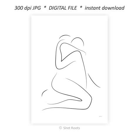 Digital Download Sexy Line Drawing For Bedroom Abstract Couple Making