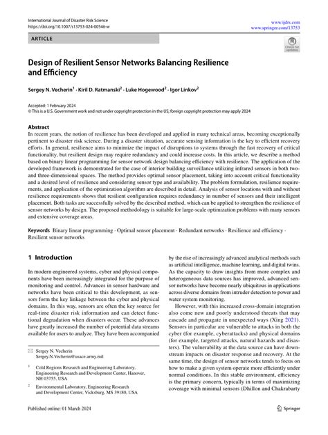 Pdf Design Of Resilient Sensor Networks Balancing Resilience And