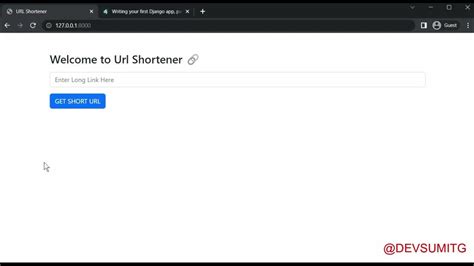 Url Shortener App In Django Framework Devsumitg Youtube