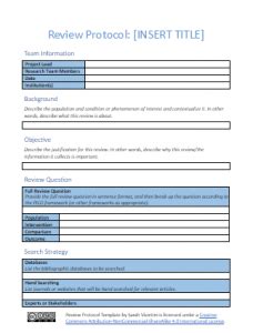 Organizing Your Systematic Review Review Protocol Template Sarah