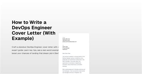 How To Write A Devops Engineer Cover Letter With Example