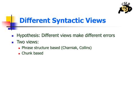 Ppt Semantic Role Chunking Combining Complementary Syntactic Views