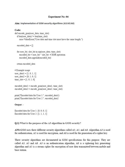 Experiment No 4 Pdf Encryption Gsm