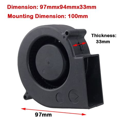 Gdstime Dc 9733 12v 송풍기 팬 97mm 97x33mm 큰 공기 송풍기 유량 원심 팬 볼 베어링 브러시리스 냉각