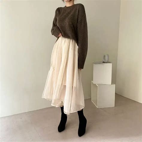 Long Skirt 오간자스커트오간자샤스커트셔링스커트롱스커트 On Bunjang Global Site