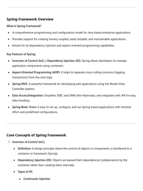 core java interview pdf spring framework model view controller