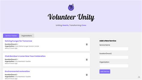 Volunteer Unity Devpost