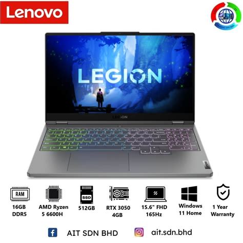Lenovo Legion Arh Re Mj Fhd Hz Gaming Laptop Grey Ryzen H Gb