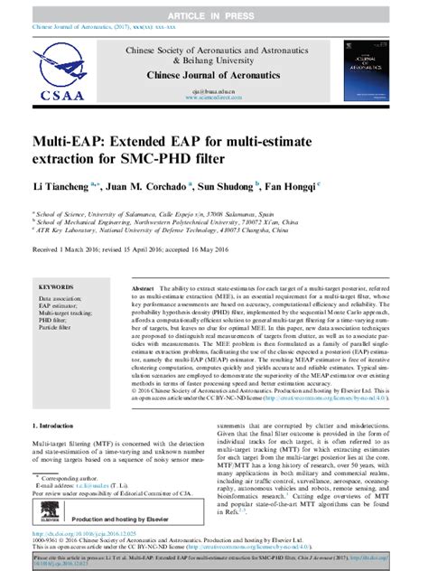 Pdf Multi Eap Extended Eap For Multi Estimate Extraction For Smc Phd