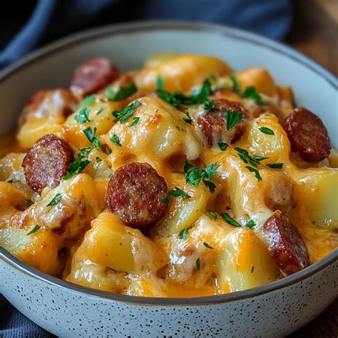 Easy Kielbasa And Potato Casserole With Cheese Kitchen Scroll