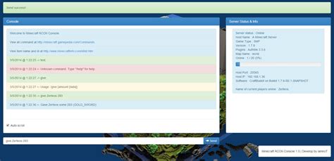 New On Web Minecraft RCON Console 1 0 All Version Test On 1 7 9 Minecraft Tools