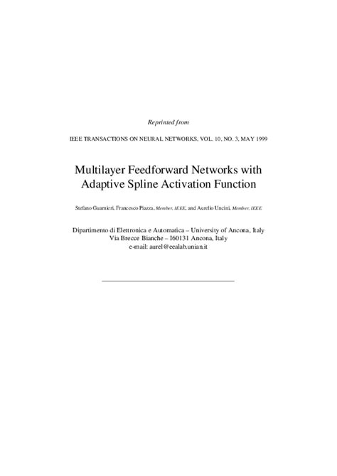 pdf multilayer feedforward networks with adaptive spline activation