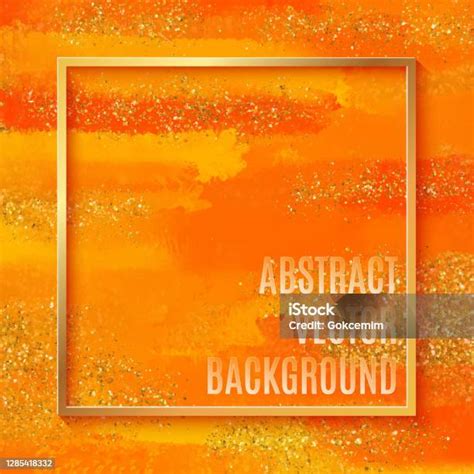 오렌지 수채화 브러시 스트로크 골드 호일 프레임 부드러운 파스텔 그런지 텍스처 오렌지 색 브러쉬 스트로크 클립 아트 오렌지 블롯 고립 인사말 카드 및 라벨 추상 적 배경을