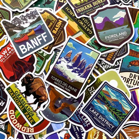 50pcs National Park Badge Stickers Retro Scenic View Stickers Soft