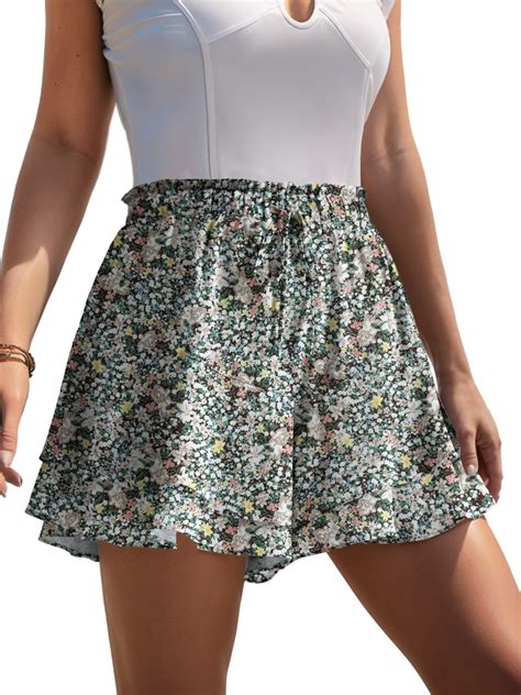 Airmenty Womens Flowy Shorts Boho Ruffle Shorts Skirts Summer Tennis