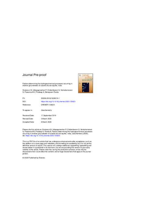 Pdf Factors Determining The Hydrogeochemical Processes Occurring In Shallow Groundwater Of