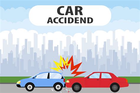 자동차 사고 개념 그림입니다 도 자동차 사고입니다 Transporation Infographic입니다 배너 평면 벡터 일러스트입니다 2명에 대한 스톡 벡터 아트 및 기타