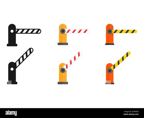 Automatic Car Barrier Icon Set Open And Closed Barrier Collection In