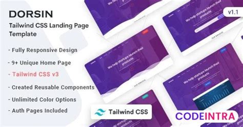 Dorsin Tailwind Css Landing Page Template Codeintra