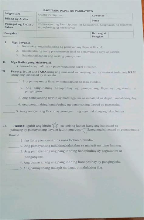 III Panuto Isulat Ang TAMA Kung Ang StudyX