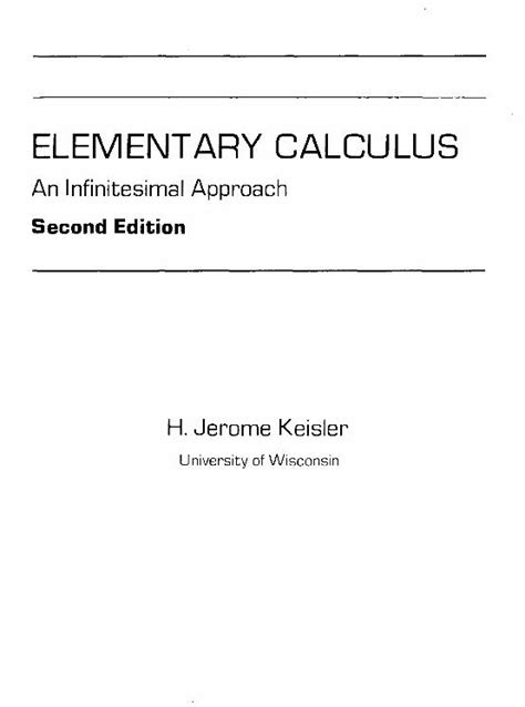Pdf Elementary Calculus An Infinitesimal Approach 2ed Keisler Hj