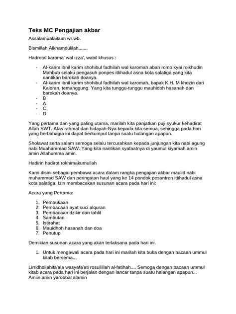 Mc Pengajian Akbar Indo Pdf Karier And Perkembangan