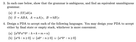 Solved In Each Case Below Show That The Grammar Is Chegg